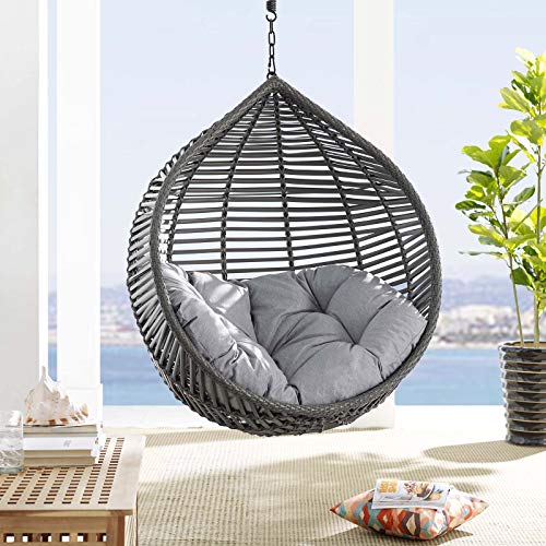 Modway EEI-3637-GRY-GRY Garner Teardrop Outdoor Patio Swing Chair Without Stand, Gray Gray, 28.5 x 41 x 125.5