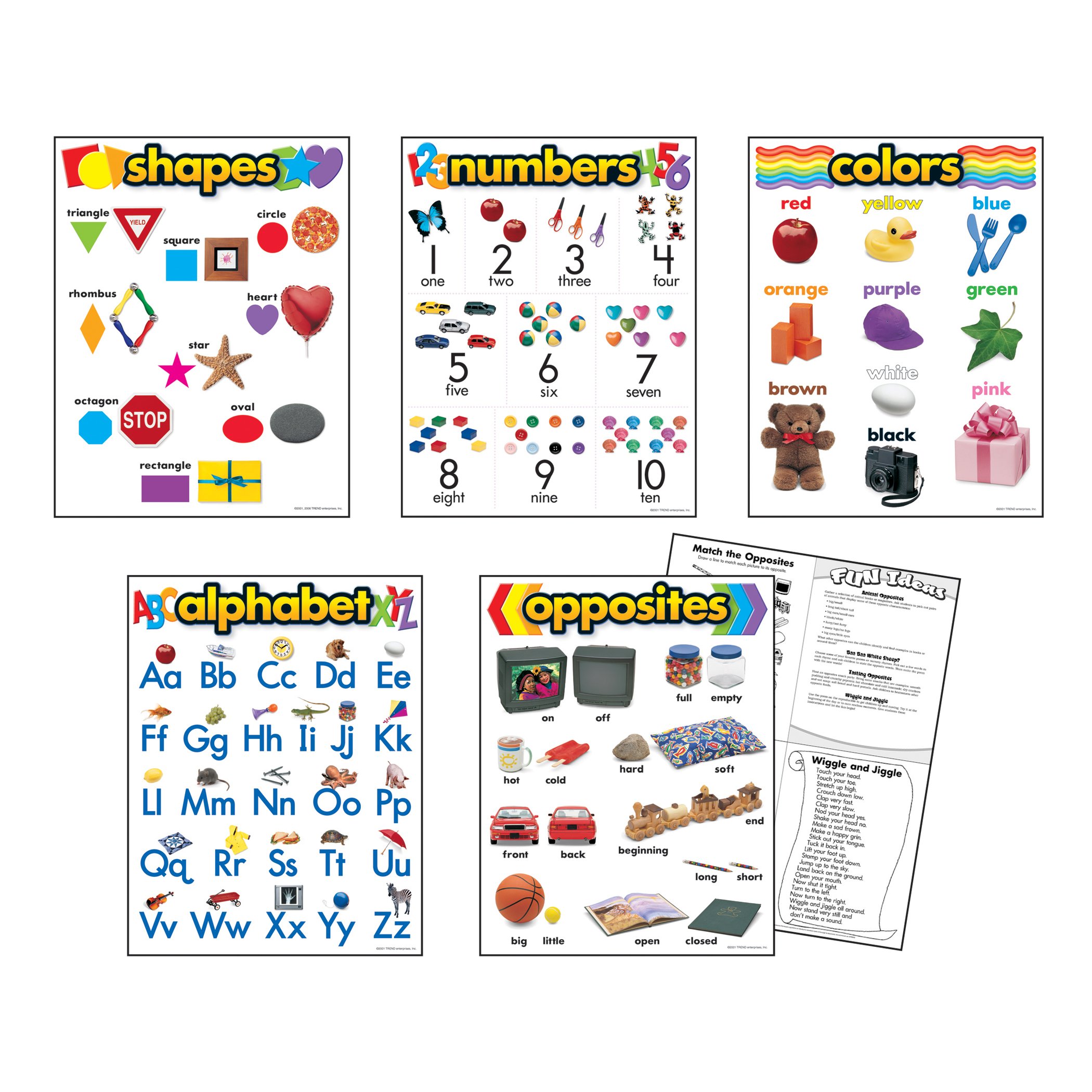 TREND enterprises, Inc. Kindergarten Basic Skills Learning Chts Combo Pk, Set 5, Multi, (T-38920)