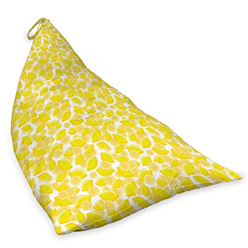 Ambesonne Fruit Lounger Chair Bag, Natural Theme Falling Lemons Pattern and Half Limes Image on Plain Background, High Capacity Storage with Handle Container, Lounger Size, Yellow Multicolor