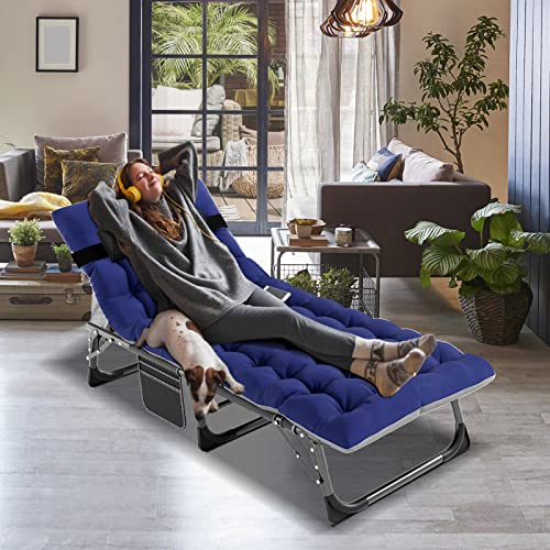 ABORON 2 Pack Chaise Lounges 4-Gear Patio Chairs Adjustable Foldable Portable Beach Poolside Sunbathing Chaisesā¦