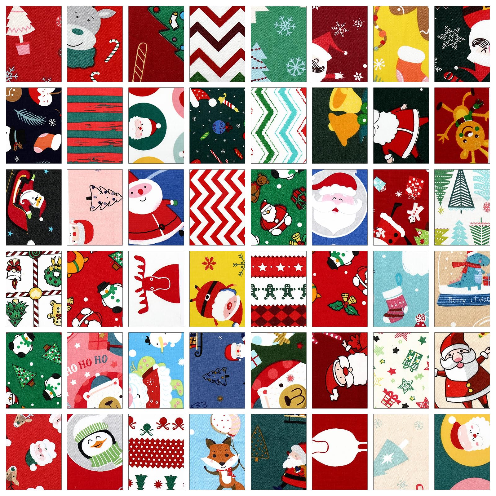 Kinlop 600 Pcs 4 x 4 in Christmas Fabric Bundles Christmas Fat Quarters Cotton Sewing Fabric Christmas Precut Fabric for Quilting Santa Snowflake Printed Fabric Scraps Bulk for Patchwork DIY Craft