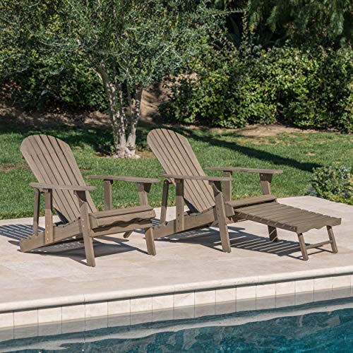 GDFStudio Halley Outdoor Reclining Wood Adirondack Chair with Footrest (2, Grey)