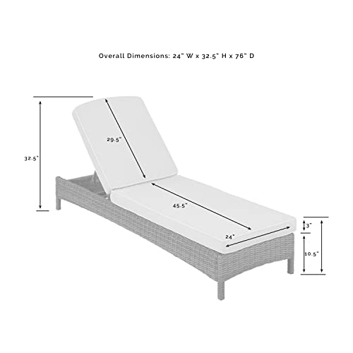 Crosley Furniture KO70070WB-NV Bradenton Outdoor Wicker Chaise Lounge, Brown with Navy Cushions