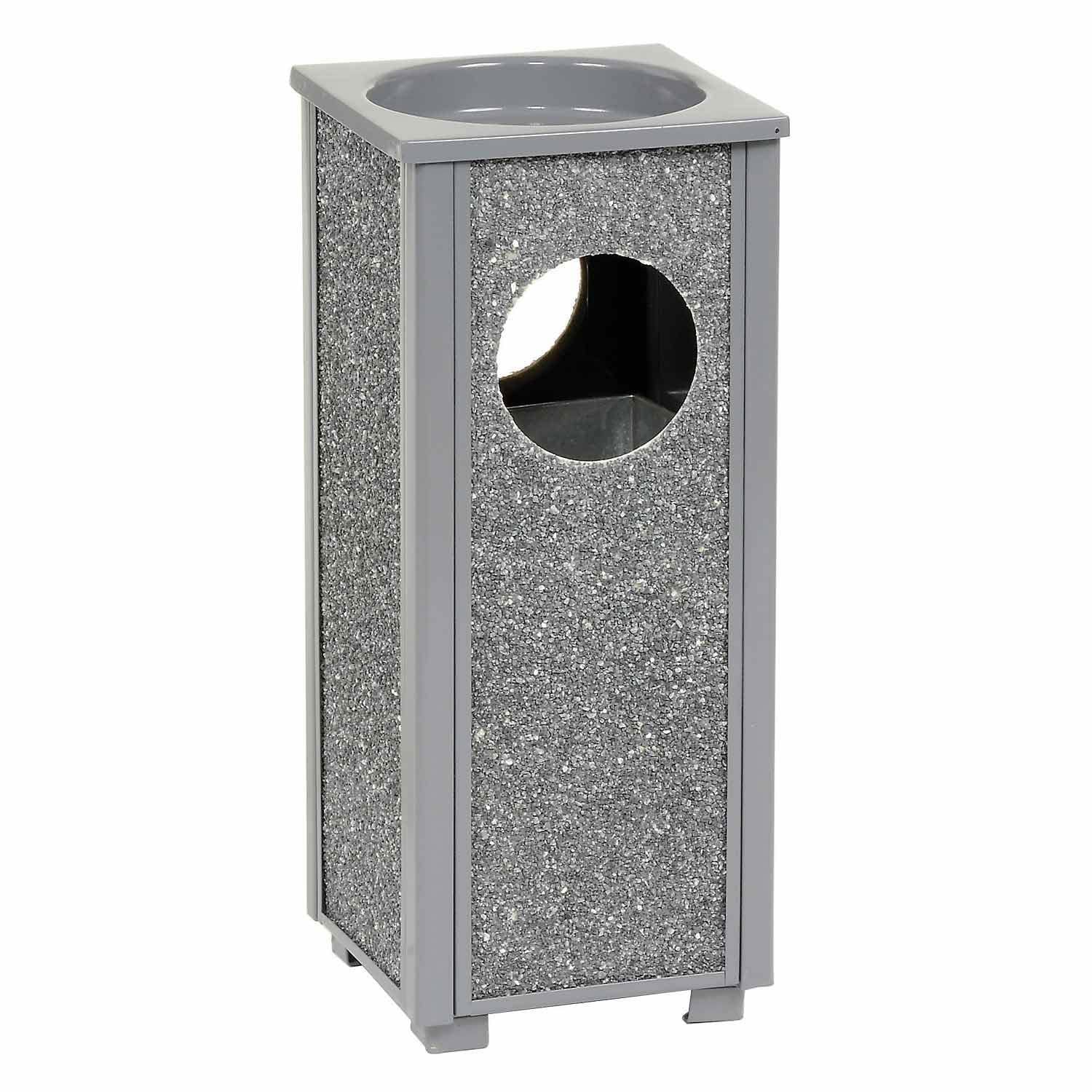 Global Industrial Stone Panel Trash Sand Urn, 10-1/4" Square X 24" H, Gray