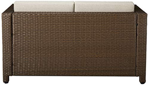 Christopher Knight Home Puerta Outdoor Wicker Loveseat with Cushions, Brown / Ceramic Grey Cushions