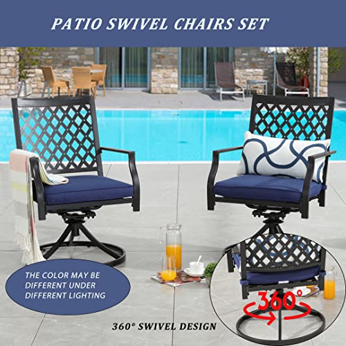 LOKATSE HOME Patio Swivel Set of 6 Dining Chair Metal Bistro Set with Cushion, 6Pcs, Blue