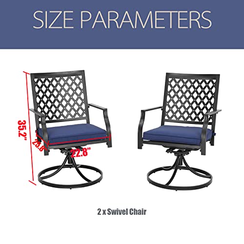 LOKATSE HOME Patio Swivel Set of 6 Dining Chair Metal Bistro Set with Cushion, 6Pcs, Blue