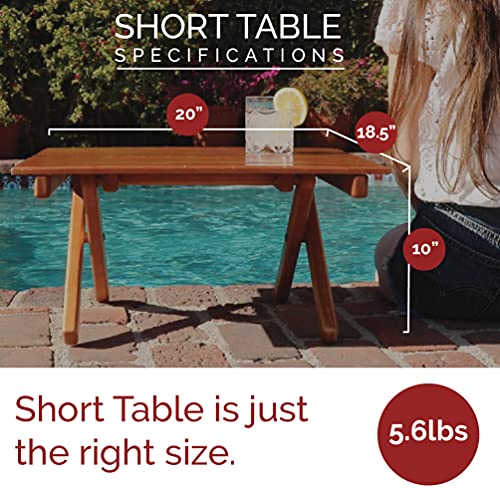 SHORT TABLE Simple Setup All-Purpose Use and Portability - Beach, Picnic, Camp, Or As A Gift - Original Slatted Table (Height 10β)