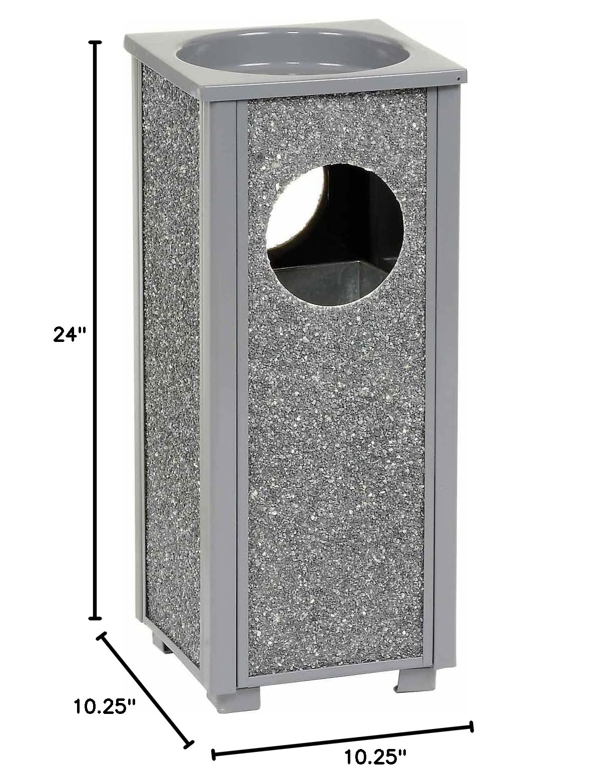 Global Industrial Stone Panel Trash Sand Urn, 10-1/4" Square X 24" H, Gray