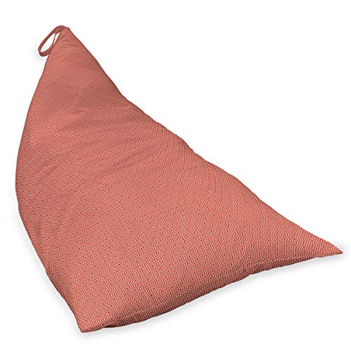 Lunarable Geometric Lounger Chair Bag, Eastern Style Diagonal Rhombus Diamond Shapes Checkered Retro Pattern, High Capacity Storage with Handle Container, Lounger Size, Vermilion Cream