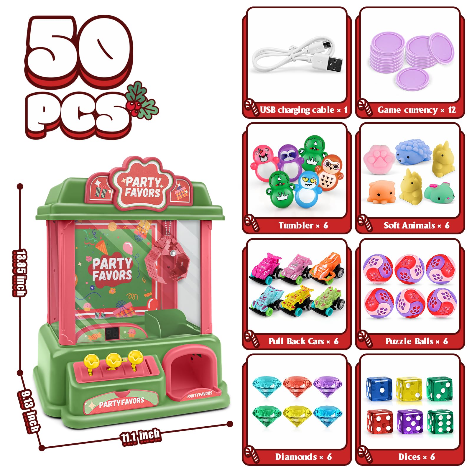 Amy&Benton Claw Machine for Kids Grabber Arcade Crane Venting Toy with Prizes for Boys Girls 6 7 8 10 12 Years Old