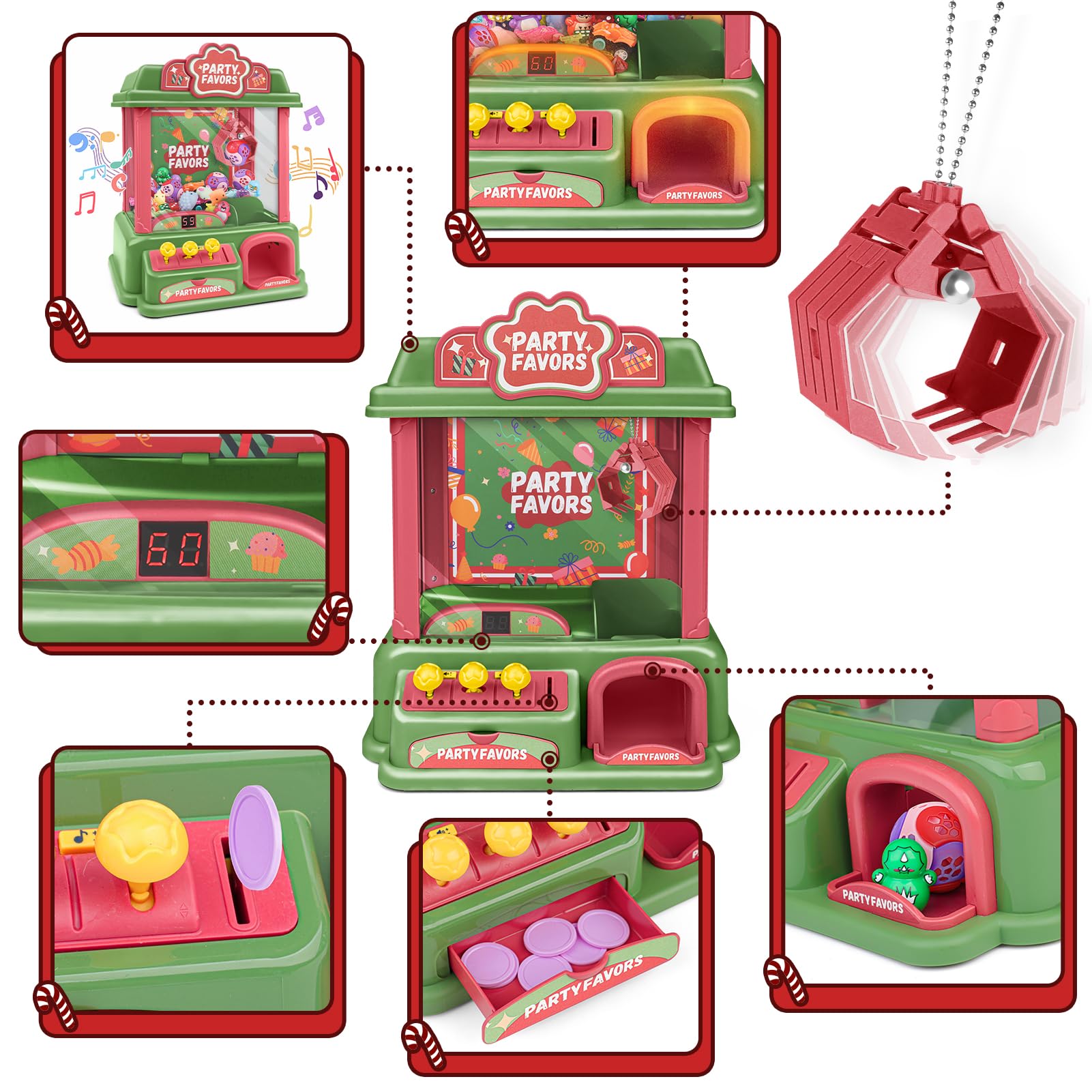 Amy&Benton Claw Machine for Kids Grabber Arcade Crane Venting Toy with Prizes for Boys Girls 6 7 8 10 12 Years Old