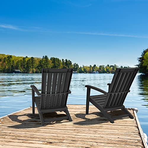 YITAHOME Adirondack Chair for Outdoor Patio, Weatherproof Maintenance-Free Patio Chair, Easy Assembly, Screw Hidden Outdoor Chairs for Patio, Fire Pit, Deck, Yard, Pool, Campfire - 1 Pack, Black