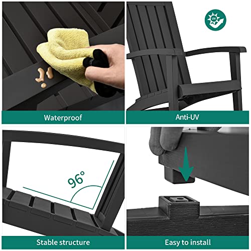 YITAHOME Adirondack Chair for Outdoor Patio, Weatherproof Maintenance-Free Patio Chair, Easy Assembly, Screw Hidden Outdoor Chairs for Patio, Fire Pit, Deck, Yard, Pool, Campfire - 1 Pack, Black
