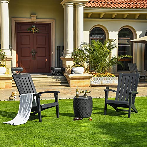 YITAHOME Adirondack Chair for Outdoor Patio, Weatherproof Maintenance-Free Patio Chair, Easy Assembly, Screw Hidden Outdoor Chairs for Patio, Fire Pit, Deck, Yard, Pool, Campfire - 1 Pack, Black