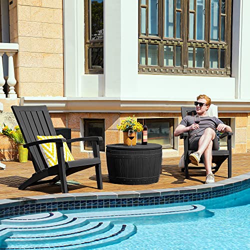 YITAHOME Adirondack Chair for Outdoor Patio, Weatherproof Maintenance-Free Patio Chair, Easy Assembly, Screw Hidden Outdoor Chairs for Patio, Fire Pit, Deck, Yard, Pool, Campfire - 1 Pack, Black