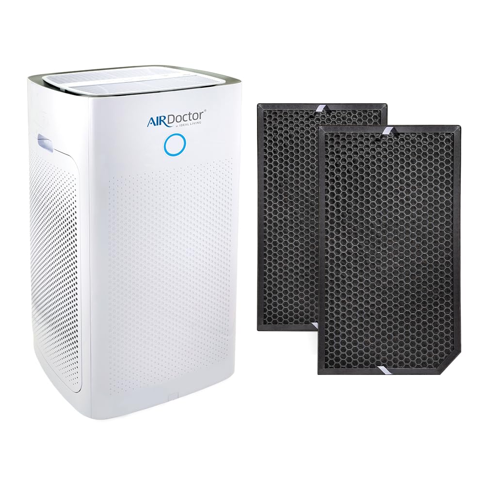 AIRDOCTOR AD5500 New Model! 4-in-1 Air Purifier for Extra Large Spaces and 2 extra Replacement Carbon Gas Trap VOC Filters with Pre-Filter