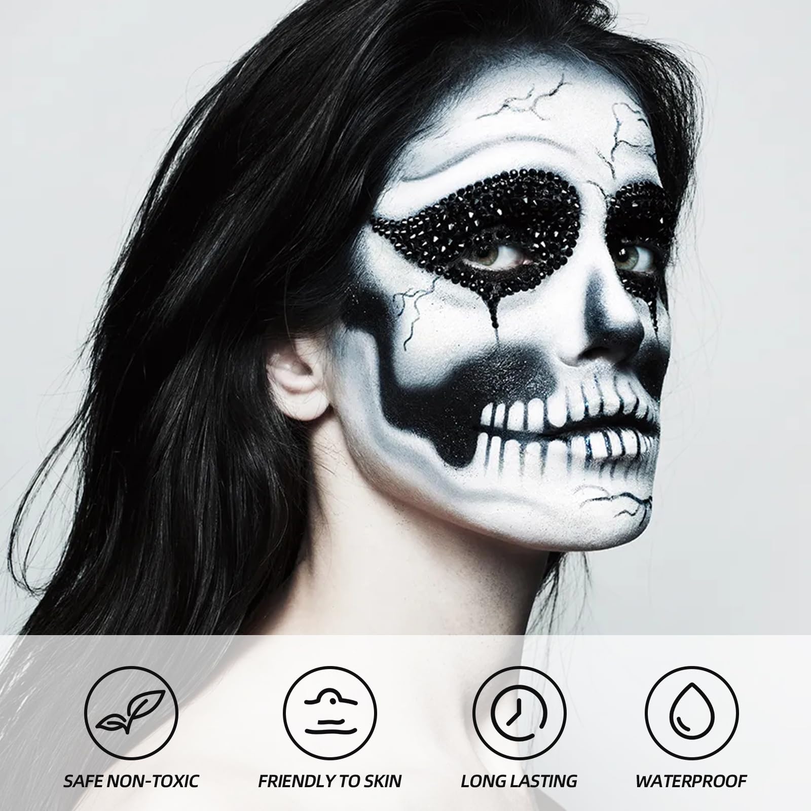 2 Pack Black White Face Paint Stick, Each Color 1 oz Cream Blendable Halloween Face Body Eye Painting Sticks for Sports Events Special Effects Makeup Kit, Full Coverage Skin Paints for Adults Kids