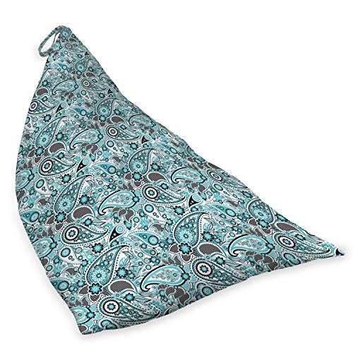Lunarable Blue Paisley Lounger Chair Bag, Repeating Themed Traditional Symbols Flowers Illustration, High Capacity Storage with Handle Container, Lounger Size, Dark Brown and Sea Blue