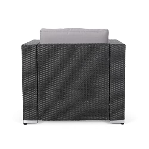 Christopher Knight Home Murano Outdoor Wicker Club Chair with Water Resistant Cushions, 2-Pcs Set, Grey / Silver