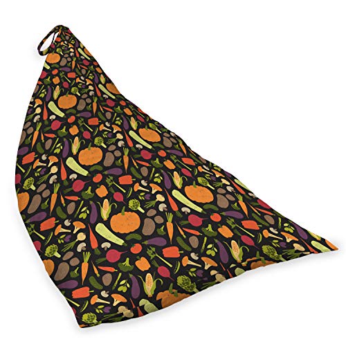 Lunarable Vegetable Lounger Chair Bag, Repeating Pattern with Various Healthy Fresh Foods on Dark Backdrop, High Capacity Storage with Handle Container, Lounger Size, Charcoal Grey Multicolor