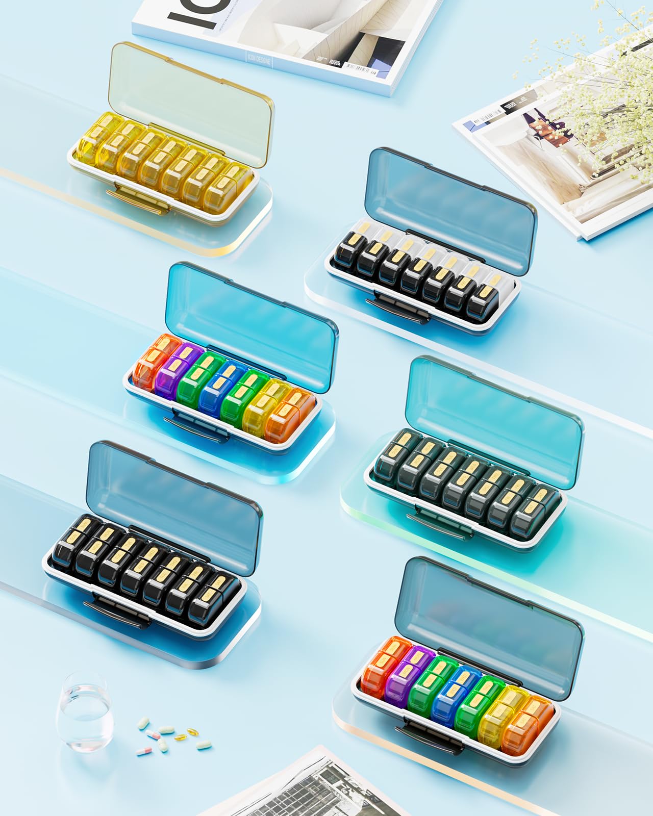 Pill Organizer 2 Times a Day, Large Weekly AM PM Pill Organizer, Acedada Twice Daily Pill Box 7 Day with Detachable Compartment, Big Medicine Container Case Holder for Vitamin Fish Oil Supplement, DG