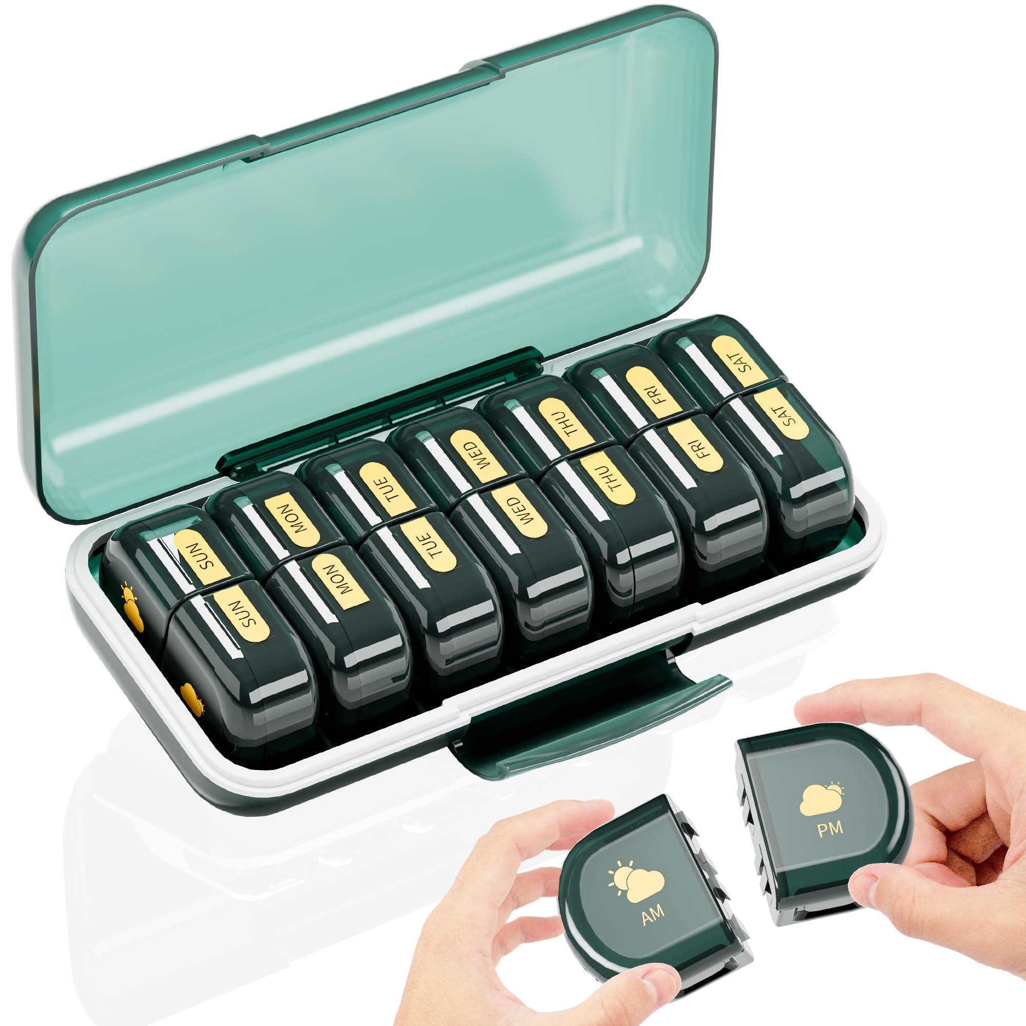 Pill Organizer 2 Times a Day, Large Weekly AM PM Pill Organizer, Acedada Twice Daily Pill Box 7 Day with Detachable Compartment, Big Medicine Container Case Holder for Vitamin Fish Oil Supplement, DG