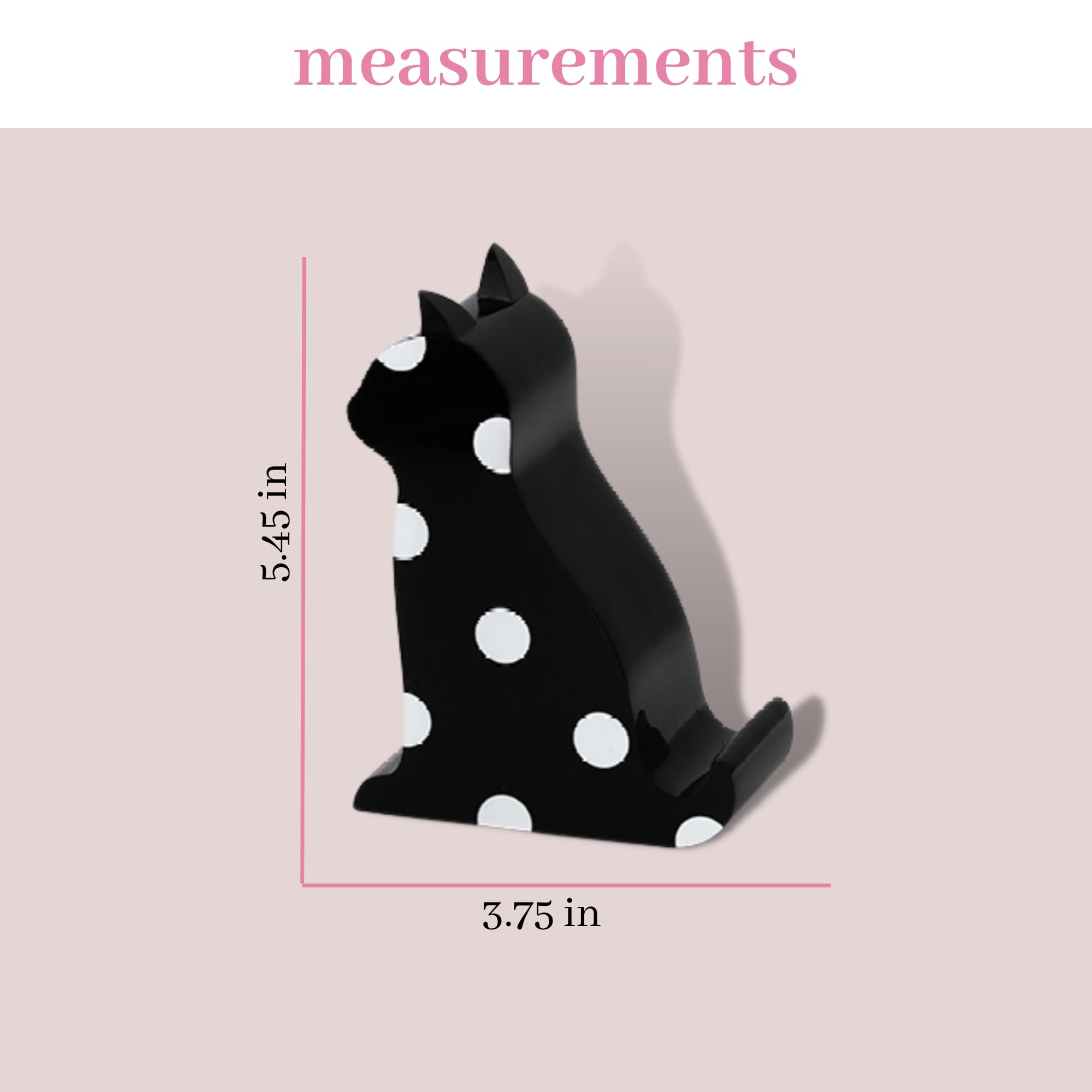 kate spade new york Acrylic Cell Phone Stand, Novelty Phone Holder for Desk, Black Cat (Picture Dot)