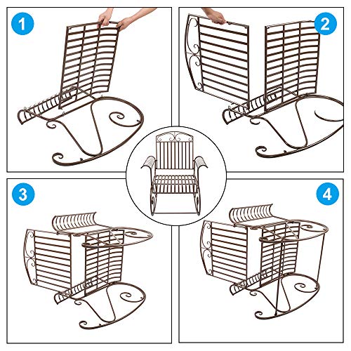Bent Armrest Single Rocking ,Outdoor Chai rrocking,Rocking Chairs for Porch Patio,Black, 30.31 x 34.64 x 38.58'' / 76.99 x 87.99 x 97.99