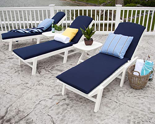 POLYWOOD NAW2280WH Nautical Wheeled Chaise, Stackable, White