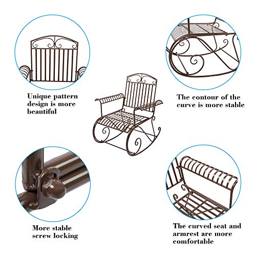 Bent Armrest Single Rocking ,Outdoor Chai rrocking,Rocking Chairs for Porch Patio,Black, 30.31 x 34.64 x 38.58'' / 76.99 x 87.99 x 97.99