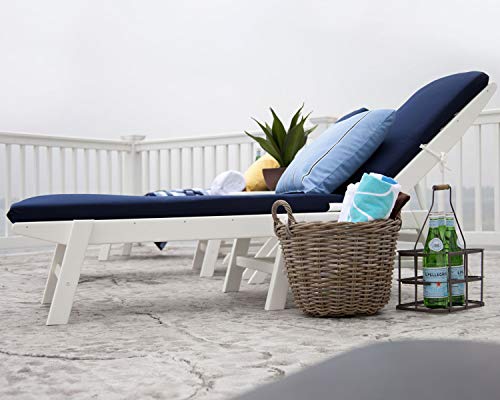 POLYWOOD NAW2280WH Nautical Wheeled Chaise, Stackable, White