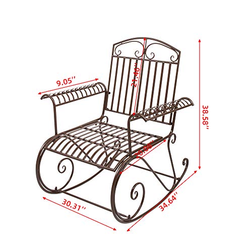 Bent Armrest Single Rocking ,Outdoor Chai rrocking,Rocking Chairs for Porch Patio,Black, 30.31 x 34.64 x 38.58'' / 76.99 x 87.99 x 97.99