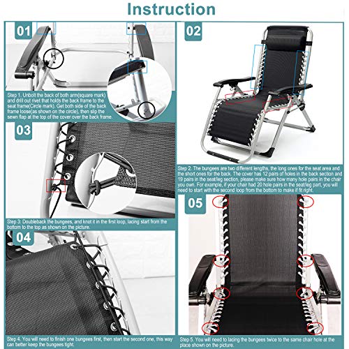 IKEPAHOK Gravity Chair Replacement Fabric, Zero Gravity Lounge Chair Recliners Repair Tool Cloth Part for Outdoor Patio Yard Beach Pool Lawn Camping Reclining Mesh Canvas for Anti-Gravity Chair