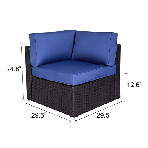Kinsunny Wicker Loveseats Patio Sectional Corner Sofa Rattan Outdoor Thick Sofa Set