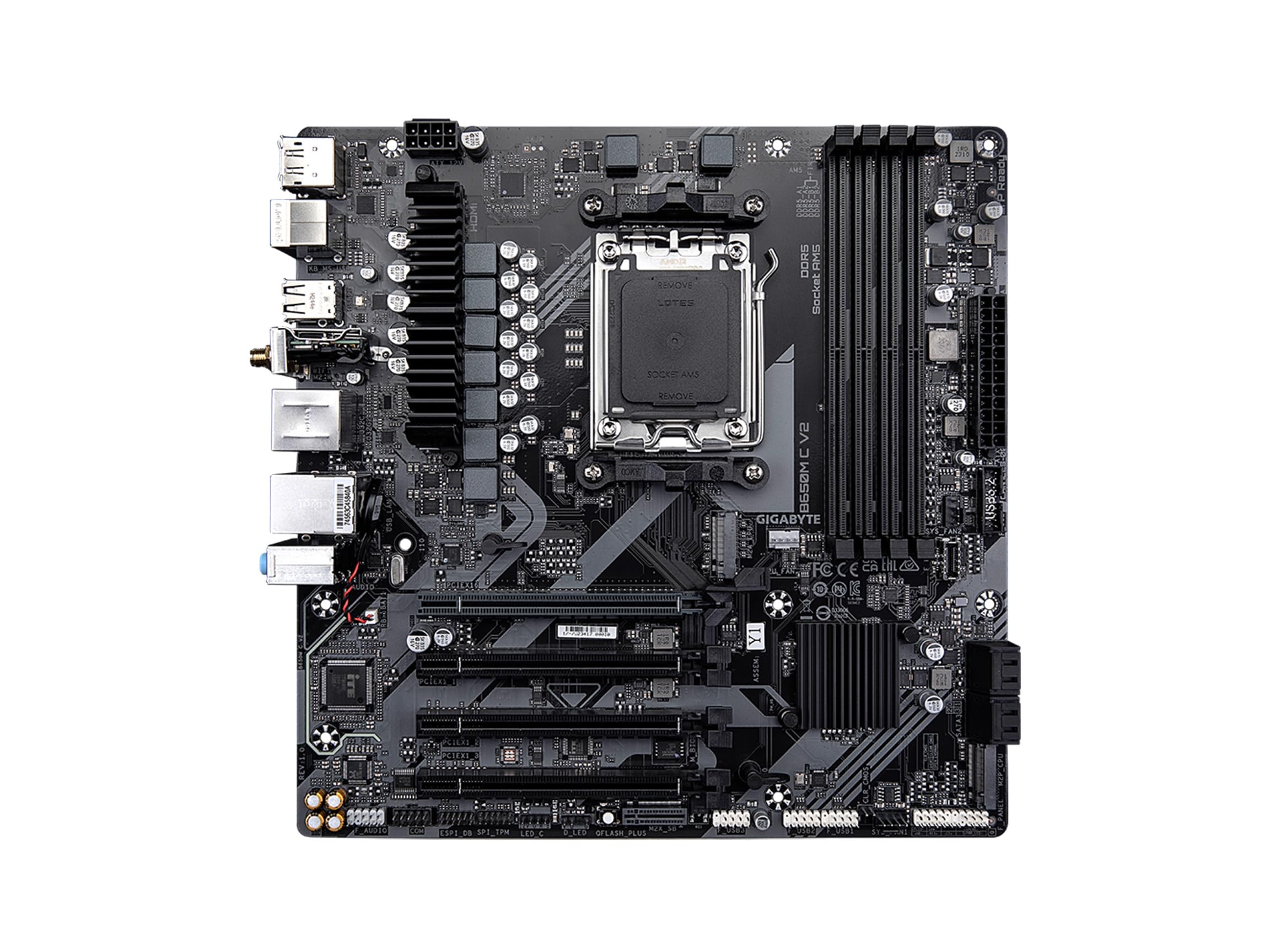 GIGABYTE B650M C V2 (AM5/ LGA 1718/ AMD/ B650/ Micro-ATX/ 5-Year Warranty/ DDR5/ PCIe 4.0 M.2/ PCIe 4.0/ USB 3.2 Gen1 Type-C/ 1GbE LAN/Motherboard)