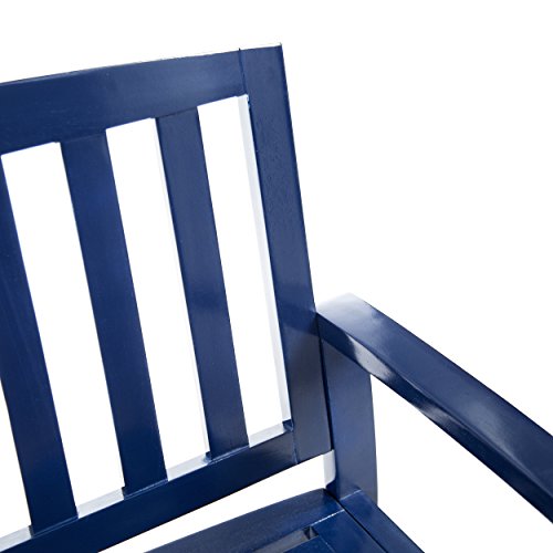 Christopher Knight Home Loja Outdoor Acacia Wood Bench, Pu Navy Blue