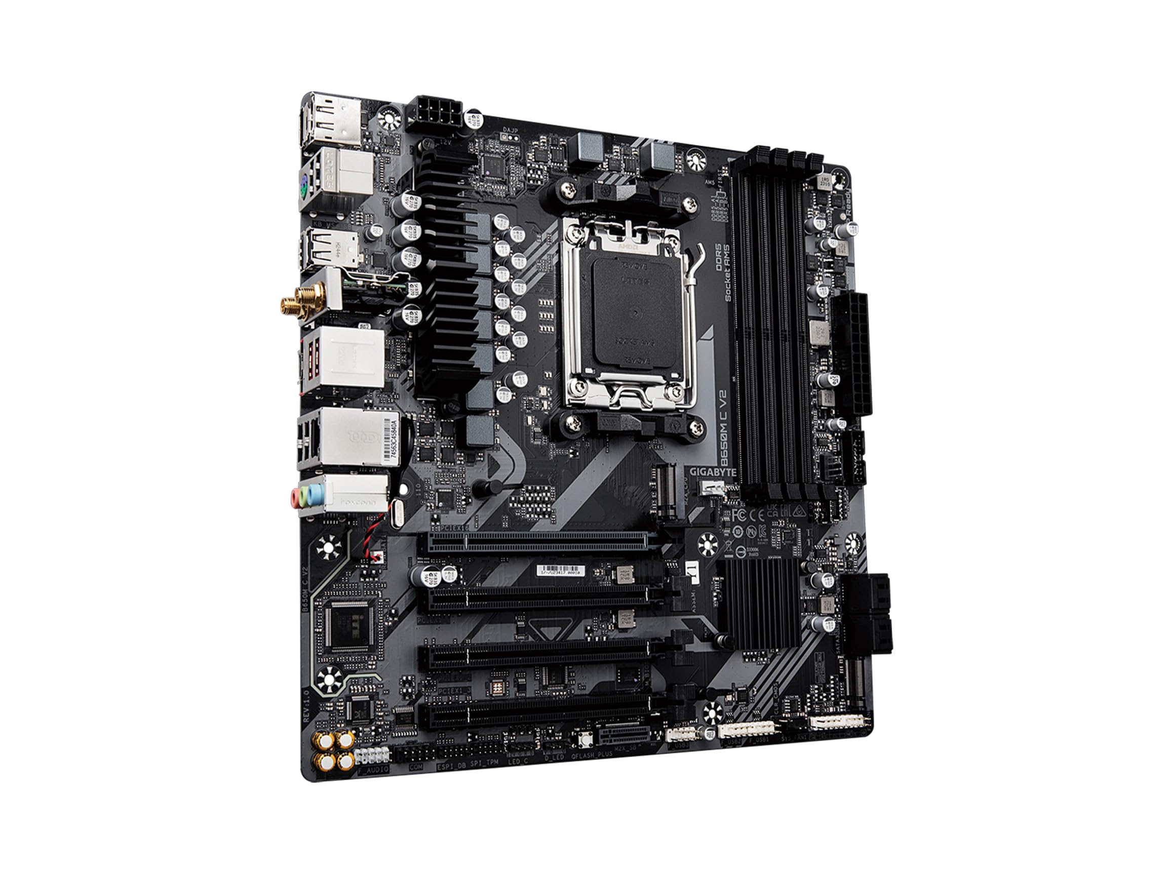 GIGABYTE B650M C V2 (AM5/ LGA 1718/ AMD/ B650/ Micro-ATX/ 5-Year Warranty/ DDR5/ PCIe 4.0 M.2/ PCIe 4.0/ USB 3.2 Gen1 Type-C/ 1GbE LAN/Motherboard)