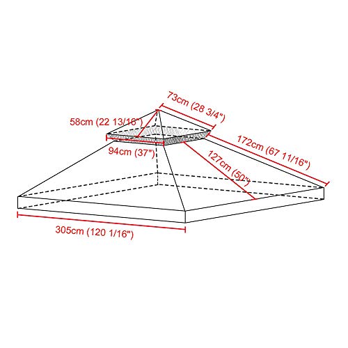 Yescom 10'x10' Gazebo Top Replacement for 2 Tier Outdoor Canopy Cover Patio Garden Yard Coffee Liqueur Y00210T10