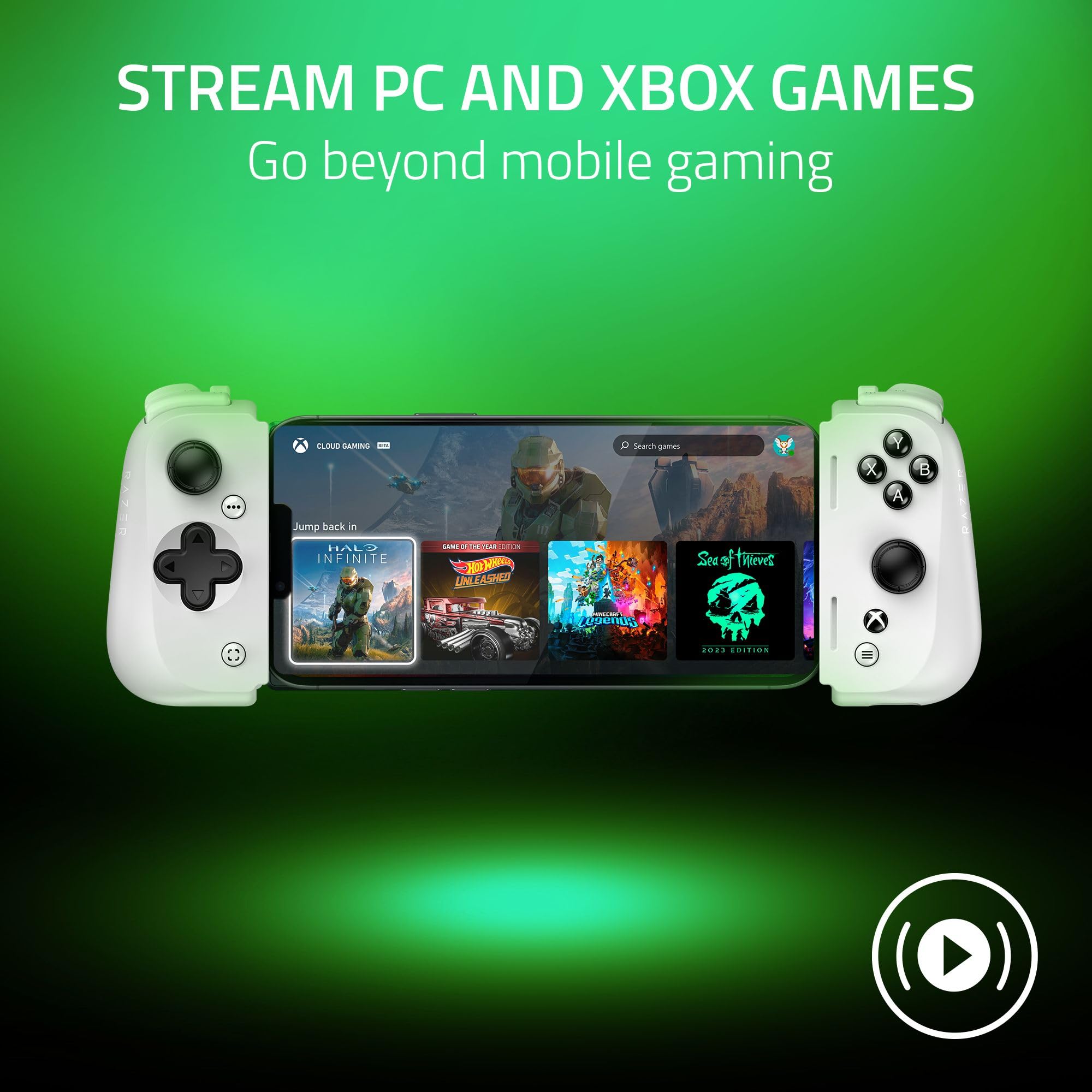 Razer Kishi V2 Mobile Gaming Controller for iPhone (Lightning) Xbox Edition: Console Quality Controls - Universal Fit - Stream PC & Xbox Games - Free Nexus App - 1 Month Xbox Game Pass Incl. - White