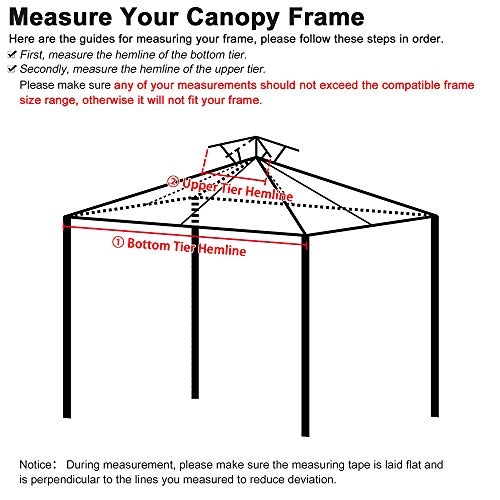 Yescom 10'x10' Gazebo Top Replacement for 2 Tier Outdoor Canopy Cover Patio Garden Yard Coffee Liqueur Y00210T10