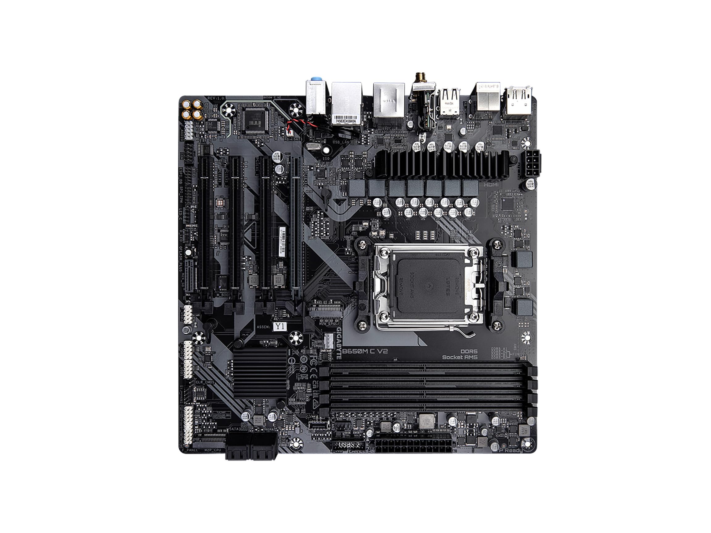 GIGABYTE B650M C V2 (AM5/ LGA 1718/ AMD/ B650/ Micro-ATX/ 5-Year Warranty/ DDR5/ PCIe 4.0 M.2/ PCIe 4.0/ USB 3.2 Gen1 Type-C/ 1GbE LAN/Motherboard)