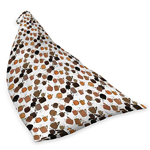 Lunarable Mocha Lounger Chair Bag, Cartoon Style Various Cups Coffee Tones Pattern on a Plain Background Cartoon Theme, High Capacity Storage with Handle Container, Lounger Size, Multicolor