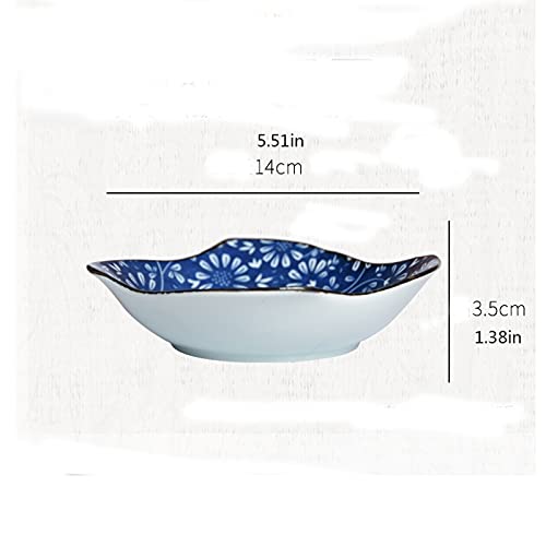 POCHY Stackable Dinner Plates Porcelain Dinner Plate Floral Pattern Serving Plate Home Snack Plate Salad Bowl Suitable for Pasta Desserts and Snacks 6-inch Small Appetizer Plate 4 Pieces Dessert Dishe
