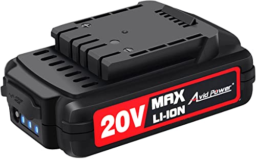 Avid Power 20V MAX Lithium Ion Rechargeable Battery with Real-time Capacity Indicator and USB Output, Only Compatible 20V Cordless Tools