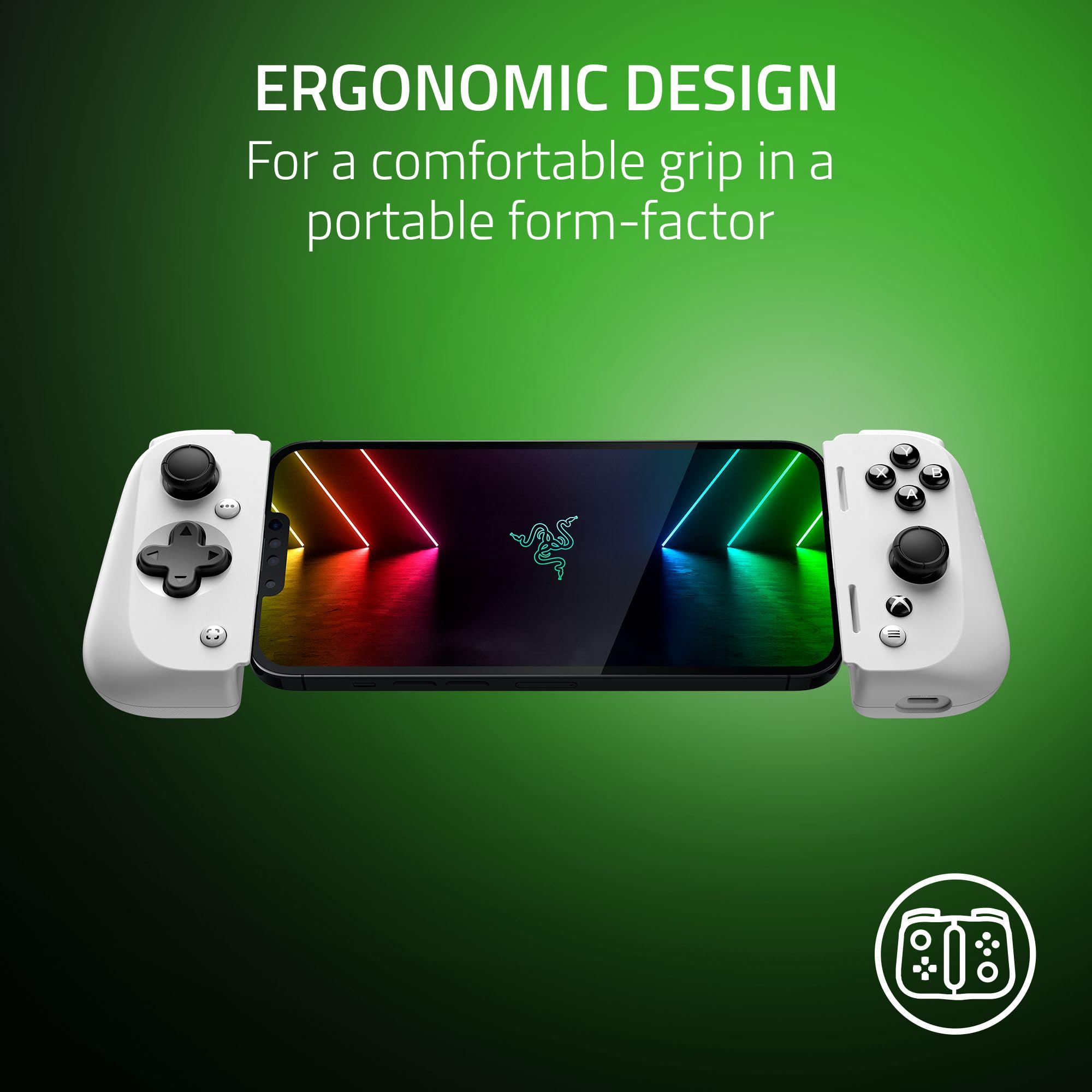 Razer Kishi V2 Mobile Gaming Controller for iPhone (Lightning) Xbox Edition: Console Quality Controls - Universal Fit - Stream PC & Xbox Games - Free Nexus App - 1 Month Xbox Game Pass Incl. - White