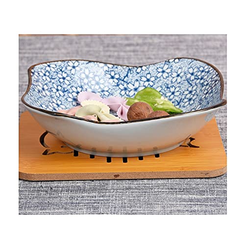 POCHY Stackable Dinner Plates Porcelain Dinner Plate Floral Pattern Serving Plate Home Snack Plate Salad Bowl Suitable for Pasta Desserts and Snacks 6-inch Small Appetizer Plate 4 Pieces Dessert Dishe