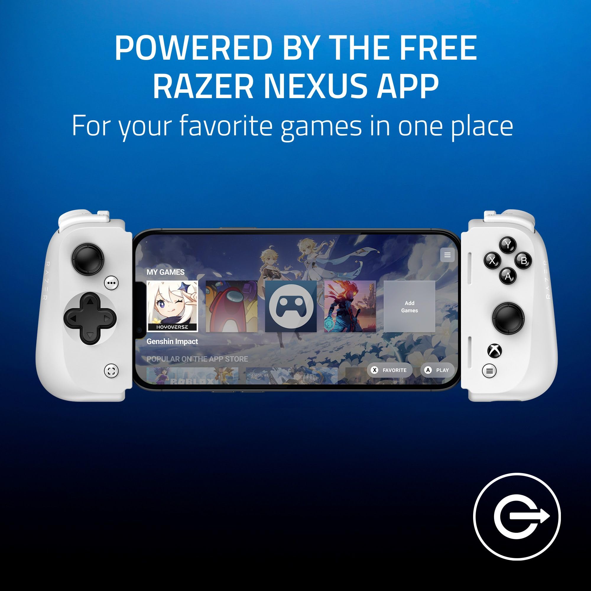 Razer Kishi V2 Mobile Gaming Controller for iPhone (Lightning) Xbox Edition: Console Quality Controls - Universal Fit - Stream PC & Xbox Games - Free Nexus App - 1 Month Xbox Game Pass Incl. - White