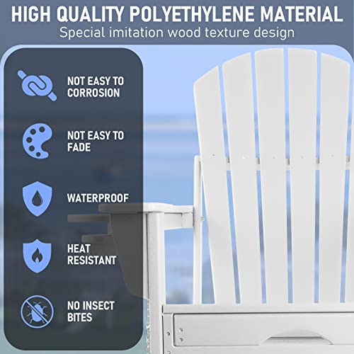 Adirondack Chair with Ottoman,Folding Adirondack Chairs,Rocking Adirondack Chair with Cup Holder,Adirondack Chairs Weather Resistant,Fire Pit Chairs,Plastic Adirondack Chairs for Adults,350 lbs