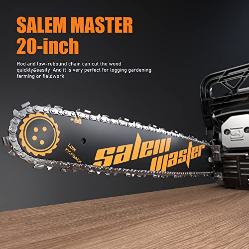 SALEM MASTER Gas Chainsaw 20-Inch Powered Chain Saws 54.6CC 5518S Petrol Chainsaw 2-Cycle for Trees and Wood Cutting